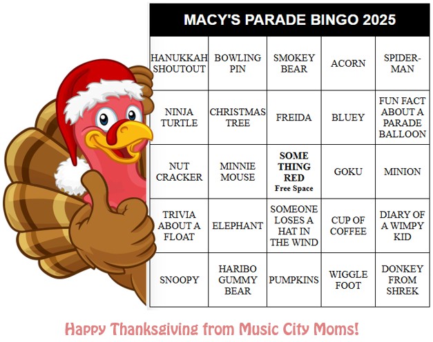 Macy's Thanksgiving Parade Bingo 2025 - Music City Moms
